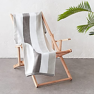 Amazon Basics Oversized Premium Cotton Beach Towel - Pop Stripe - Gray/Dark Gray, 36" x 72", 2-Pack