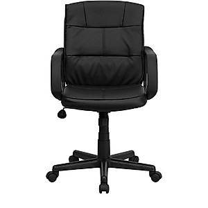 Flash Furniture Rider Mid-Back Black LeatherSoft Swivel Task Office Chair with Arms