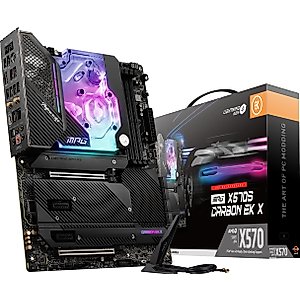 MSI MPG X570S CARBON EK X Gaming Motherboard (ATX, AMD, Socket AM4. DDR4, PCIe 4, CFX, M.2 Slots, Wi-Fi 6E)