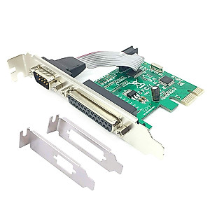 PCIe Combo Serial Parallel Expansion Card PCI Express to Printer LPT Port RS232 Com Port Adapter IEEE 1284 Controller Card WCH382 Chip for Desktop PC Windows 10 with Low Bracket