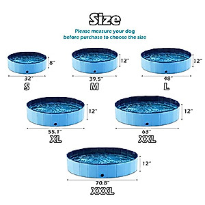 Jasonwell Foldable Dog Pet Bath Pool Collapsible Dog Pet Pool Bathing Tub Kiddie Pool for Dogs Cats and Kids (32inch.D x 8inch.H, Blue)