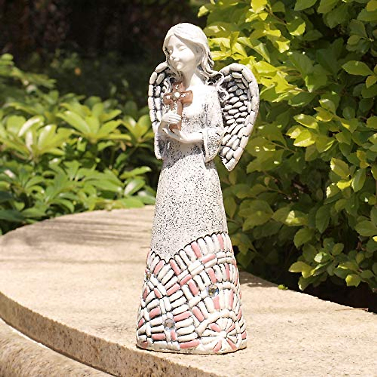 Yiosax Garden Angel Statues Outdoor Decor - Moonrays Solar Angel Figurines Lights Angel Décor for Home，Patio, Yard Art, Memorial & Blessing Gifts,Garden Gifts for Grandma（10.24inch）