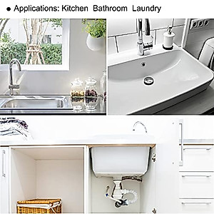 MECCANIXITY Sink Drainer Kit, Adjustable Flexible Drain Pipe Kit with Seal Ring for Kitchen Bathroom, Gray Green