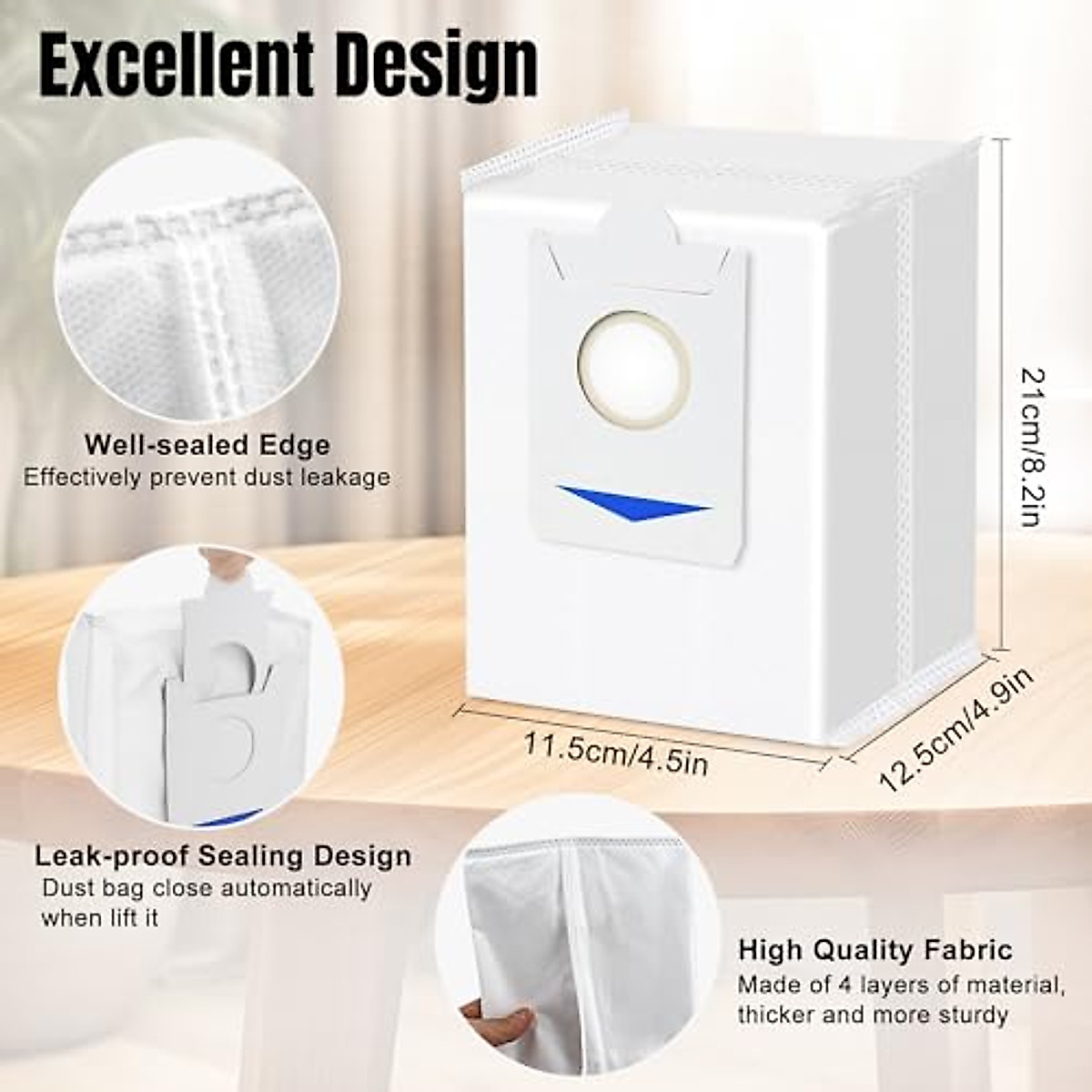 6/12 Pcs Dust Bags For ECOVACS DEEBOT X2 / X2 Omni / X2 Pro/ DEX86 Vacuum Cleaner Robot Replacement Parts, Auto-Empty Station DDB030025 (12 Pack)