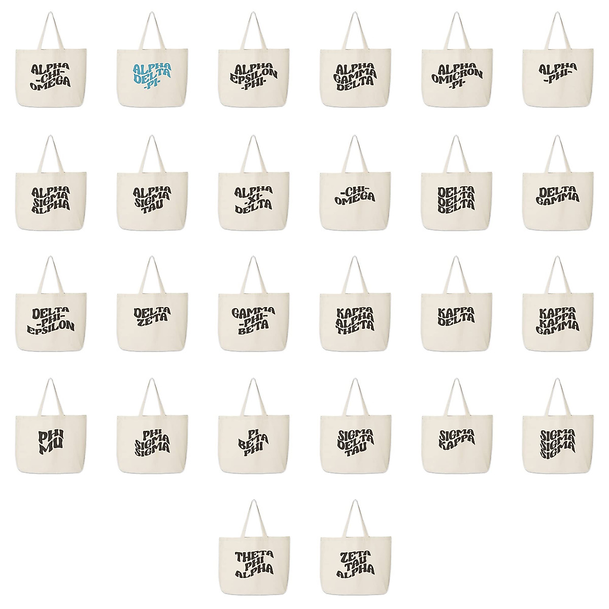 Sockprints Mod Style Tote Bags - Large Canvas Tote - Sorority Gifts for Women