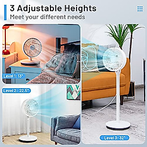 Tangkula Oscillating Pedestal Fan with Remote Control, 3 Heights Standing Fan, Portable Floor Fan with 3 Wind Speeds, 1-7 H Timer, Quiet Stand Fan with 85° Oscillation & 100° Tilt for Home Office