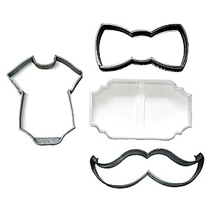 LITTLE GENTLEMAN BABY SHOWER FIRST BIRTHDAY MUSTACHE SET OF 4 COOKIE CUTTERS MADE IN USA PR1239