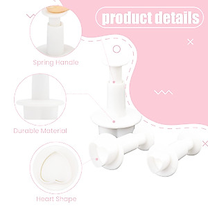 FVVMEED 3 Pieces Heart Biscuit Cutters Plunger Cutter Cookie Stamps Fondant Molds White Flower Embossing Spring Mold Printed Presses Mooncake Cupcake Gum Paste Sugar Craft Decorating Baking Tool
