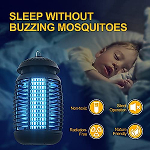 Bug Zapper with Light Sensor, Electric Insect Killer Waterproof 4200V Mosquito Zapper Outdoor, Fly Trap for Home Backyard Garden Patio