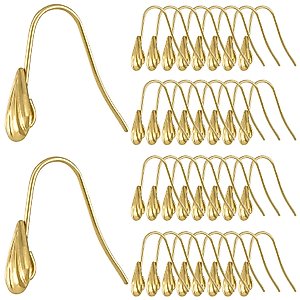 HIZNIC 50PCS 18K Gold Plated Leverback Earring Hooks Hypoallergenic Ear Wires with Dangle Loops for Women Craft, DIY Dangle Earrings Findings