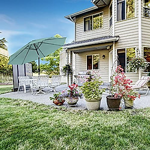 Pure Garden Patio Umbrella with Auto Tilt – 10 Ft Easy Crank Outdoor Table Umbrella Shade for Deck, Balcony, Porch, Backyard or Pool (Dusty Green)