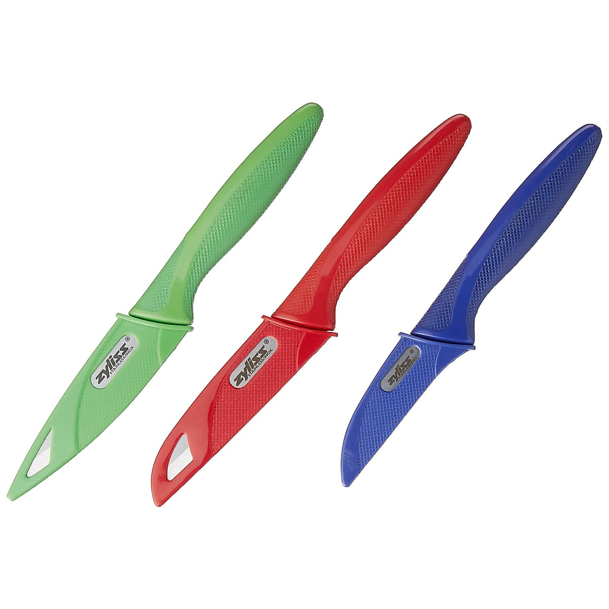 Zyliss 3 Piece Peeling & Paring Knife Set, Blue/Green/Red