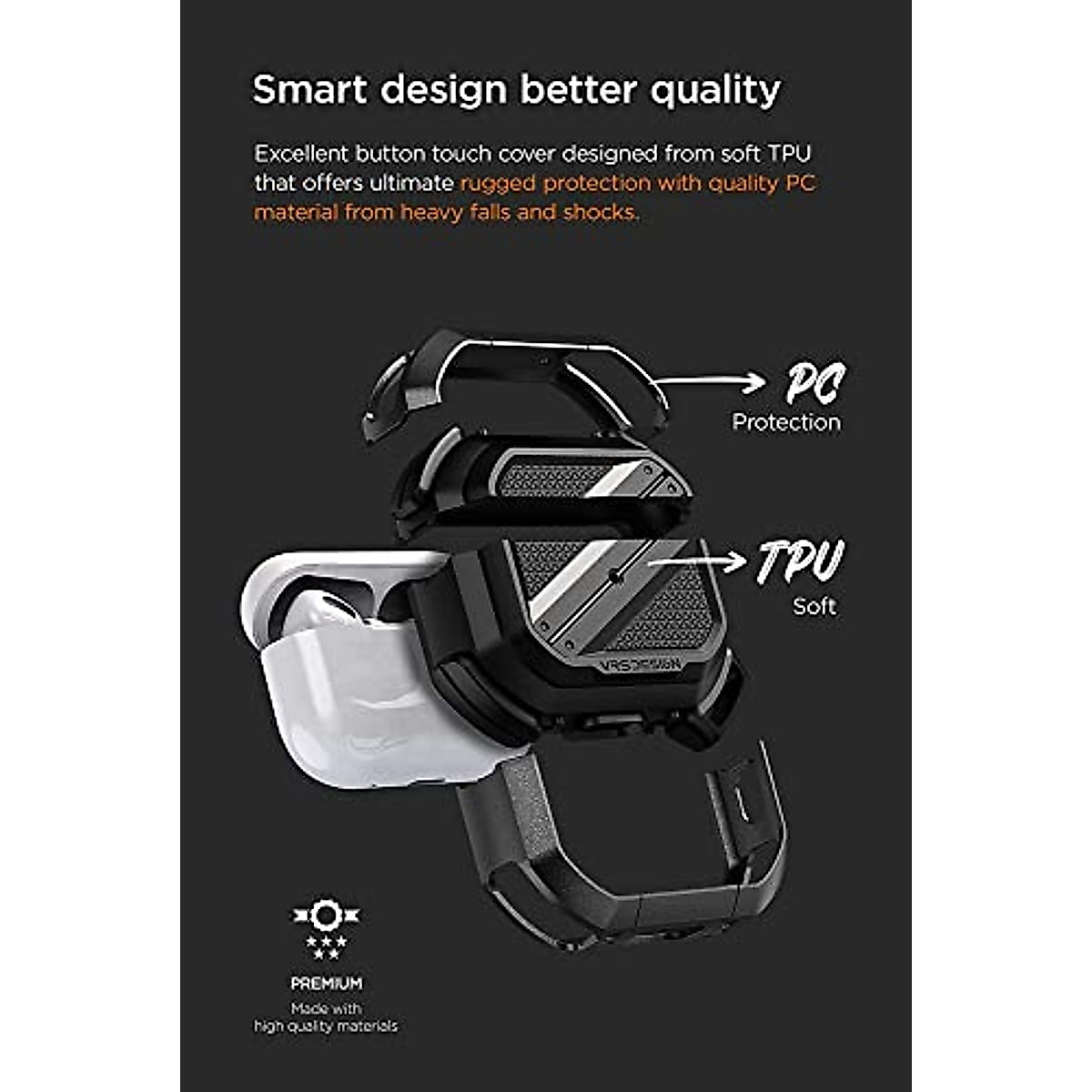 VRS Design Terra Guard Ultimate Airpods Pro Case for Apple Airpods Pro 2nd Generation (2022)