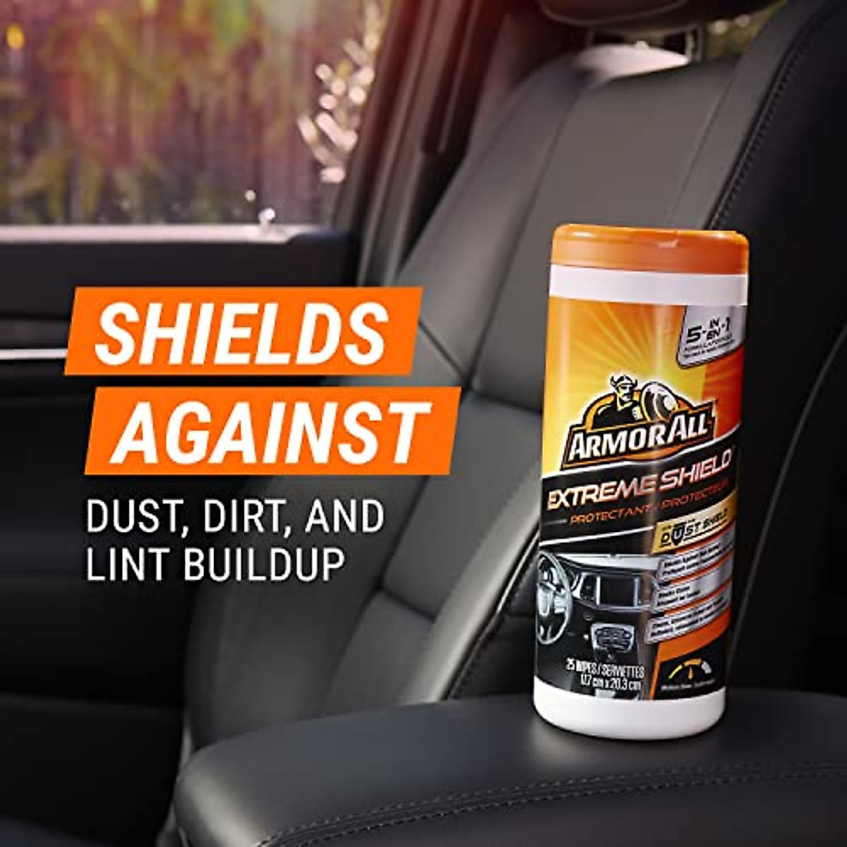 Extreme Shield Protectant Wipes by Armor All, Interior Car Cleaning Wipes with UV Protection Against Cracking and Fading, 25 Count
