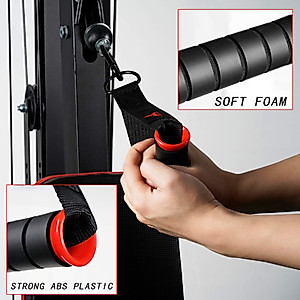 allbingo Solid Gym Handles for Cable Machine Resistance Bands, Ultra Heavy Duty Comfortable Sturdy Exercise Handle Grips Attachment with Large Clips for Pulley LAT Pulldown System (Red)