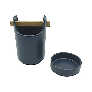 cusinine Kitchen Utensil Holder for Flatware, Silverware, Cutlery and Cooking Accessories, Wood and Ceramic, Countertop and Table Caddy (Blue)