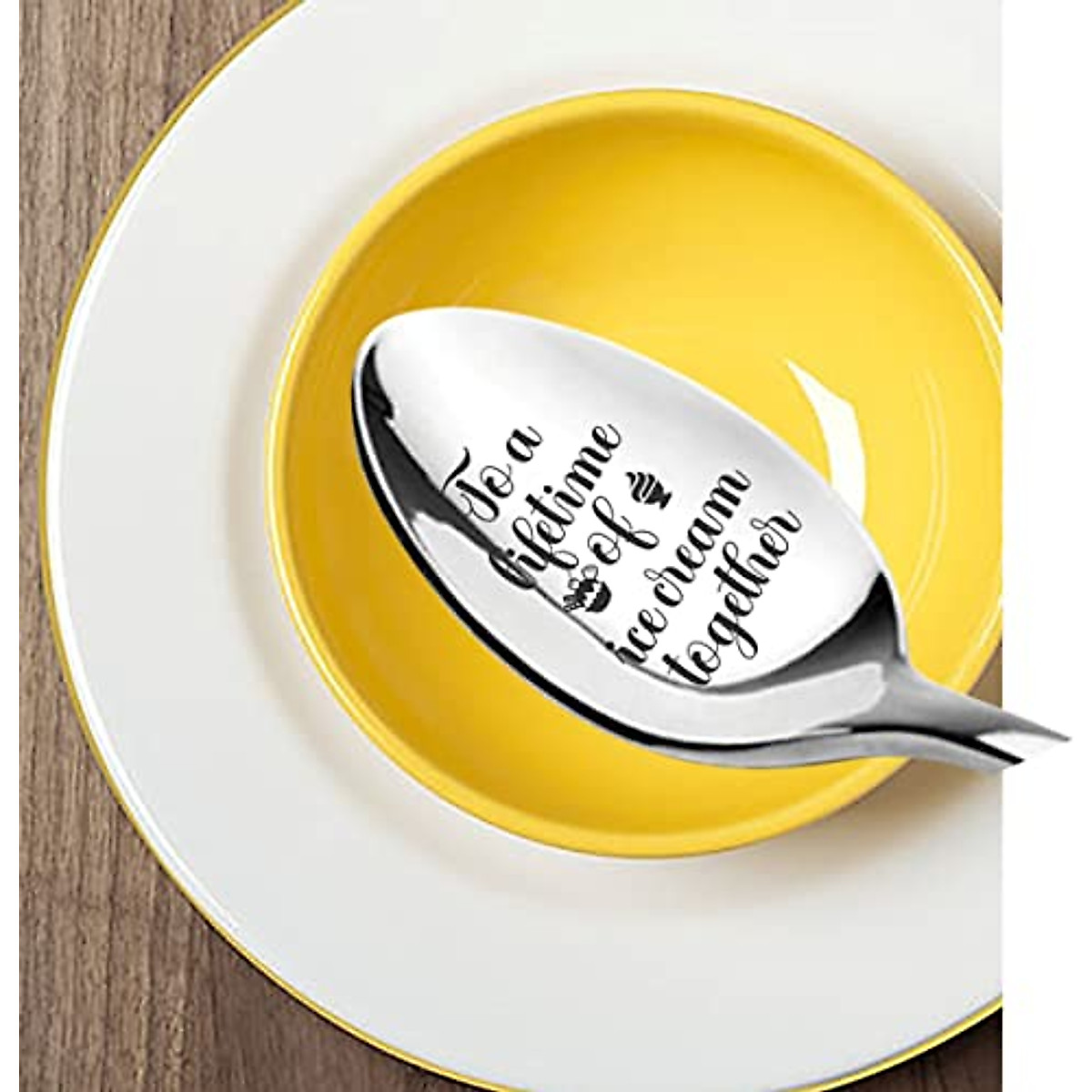 Weefair Ice Cream - Engraved Spoon Gift for Husband, Wife | Him, Her Birthday Anniversary Christmas Stocking Stuffer Lovers Dessert -7 Inches, Silver, WFR_LIFE-ICE21