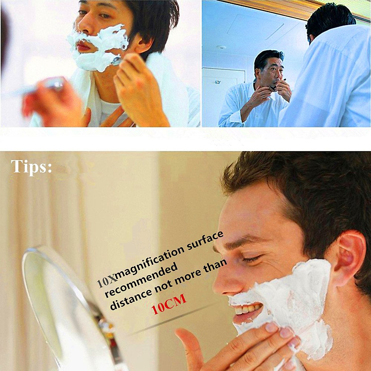 Cavoli 8 Inches Double-Sided Wall Mount Scalable Mirror with 10x Magnification,with Scissor Bracket,Chrome Finish(8 inch,10x)