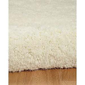 Linon Luxe Plush Shag Hand Tufted Polyester 5'x7' Rug in White