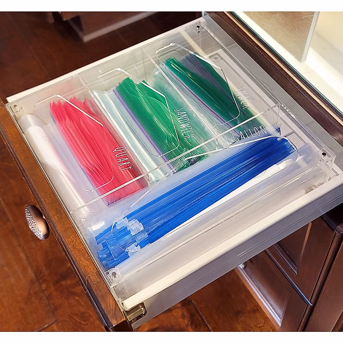 OnDisplay Luxe Acrylic Kitchen Drawer Zip Food Storage Bag Organizer