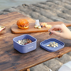 Bai shunda Silicone Food Container Set With Lid Food Bento Box Dishwasher Microwave Oven and Freezer Safe For Salads Snacks Meal Prep StorageTo-Go Sealed bowl (12.6oz + 21oz)（Purple）