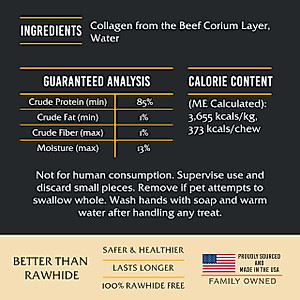 FIDELIS Rawhide-Free Treat Sticks, Long Lasting, Collagen Dog Chews, Treats, Small & Large Dogs, Beef Collagen, Gluten-Free, Grain-Free, Dog Chew, Bones-Alternative, Made in USA, 4pk, Beef, 7"