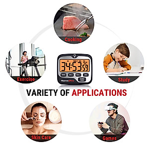 ThermoPro TM01(2 Pack) Kitchen Timers for Cooking with Count Up Countdown Timer, Digital Timer for Kids with Touch Backlit, Study Timers for Classroom Teacher Supplies