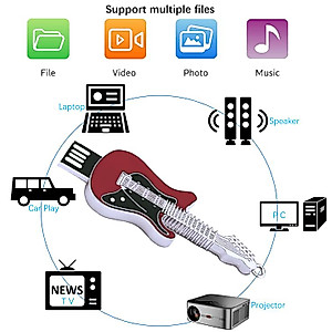 WooTeck 64GB Metal Guitar USB Flash Drive Red