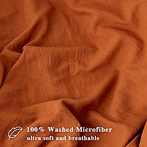 SunStyle Home Queen Size Duvet Cover Set with Buttons Closure Umber, 3 Pieces Solid Color Ultra Soft Skin-Friendly Comforter Cover Set (1 Duvet Cover +2 Pillowcases)