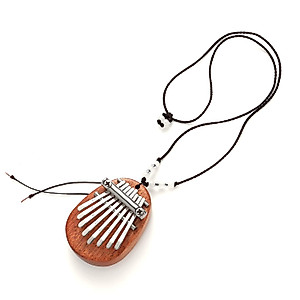 Elejolie Mini Kalimba 8 Key Thumb Piano Exquisite Finger Piano Portable for Beginner Kids Adult,Musical Marimba with Pendant Gift for Christmas/Xmas/Thanksgiving Day Brown