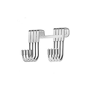 Shower Door Hooks(４-Pack), Over Door Hooks, Towel Hooks for Bathroom Frameless Glass Shower Door, Cabinet Door Hook, Silver
