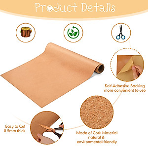 8 Pack Self Adhesive Cork Roll 18 x 47 Inches Long Cork Roll Bulk 0.5 mm Thick Cork Backing Sheets Drawer Shelf Liner for Coaster, Wall Decoration, DIY Crafting, Halloween Party, Door Signs