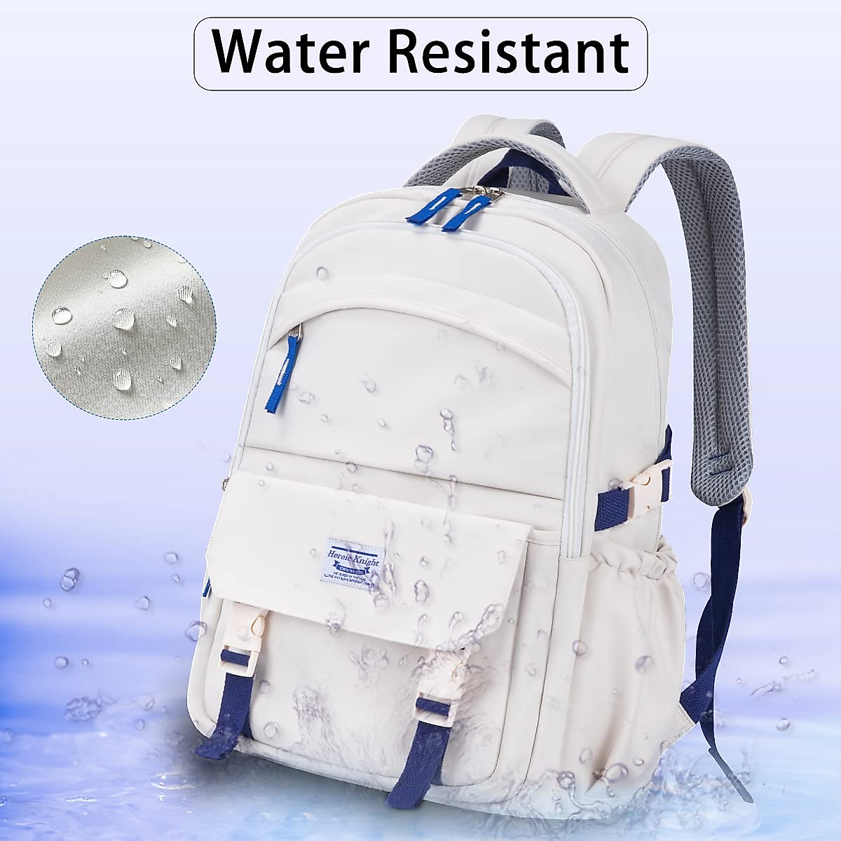 School Backpack Laptop Computer Backpack 15.6 inch Anti-theft Big Daypack Casual Bag Travel Bookbag Aesthetic Cute Backpacks for College Large Backpacks Purse for Boy Girl Teen Women Men Student-White