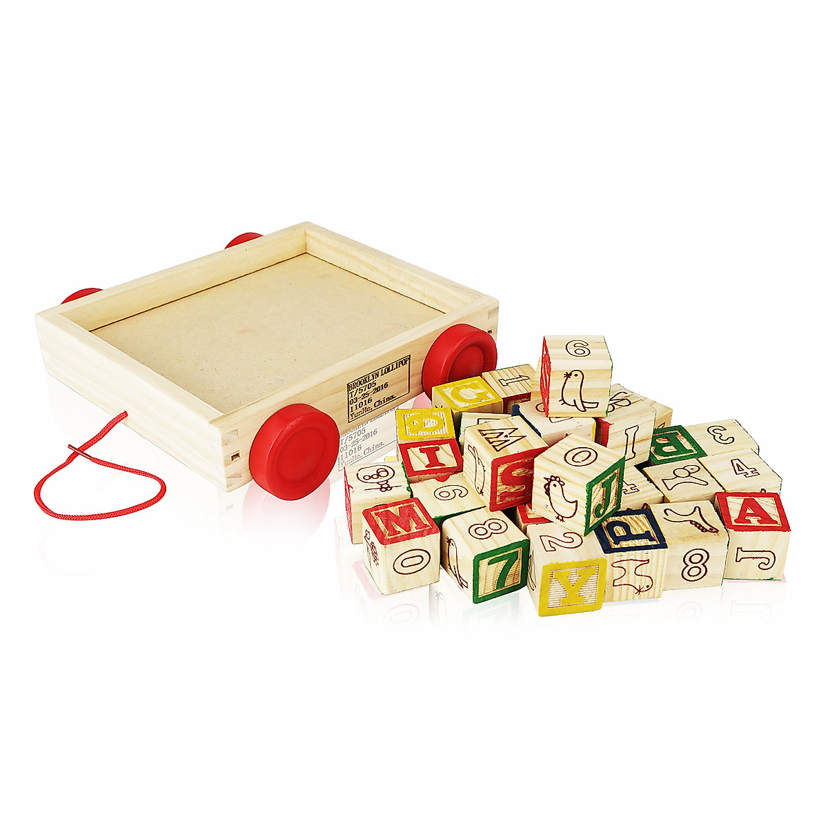 Number 1 In Service Wooden Alphabet Blocks, Best Wagon ABC Wooden Block Letters Come in a Pull Wagon for Easy Storage and Movement, Most Entertaining Wooden Toy for Toddlers, 30 Pieces Set.