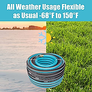 Kitys Fatch Upgraded Kink Free Hybrid Garden Hose 10ft 5/8", Thickened Heavy Duty Water Hose with Brass Solid Connector，Lightweight Flexible Tough Rubber Hose with Nozzle,Durable Yard Outdoor Hose