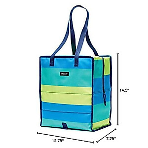 PackIt Freezable Grocery Shopping Bag with Zip Closure, Fresh Stripe