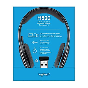Logitech 981000337 H800 Binaural Over-The-Head Wireless Bluetooth Headset, 4 ft Range, Black