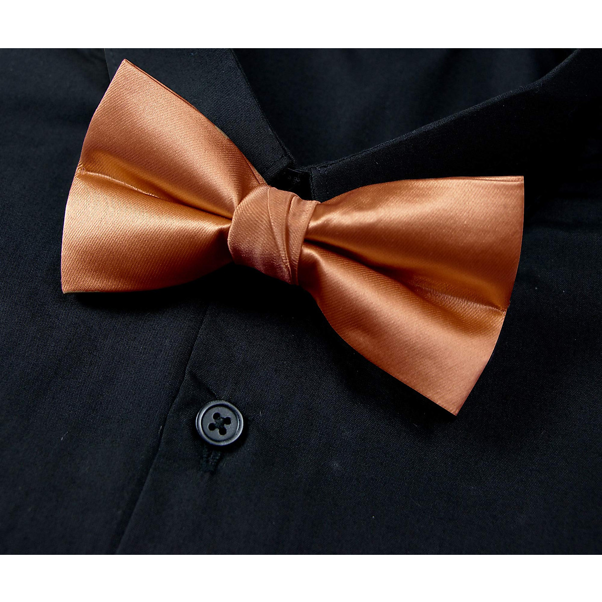 Spring Notion Men's Solid Color Satin Microfiber Bow Tie Rust