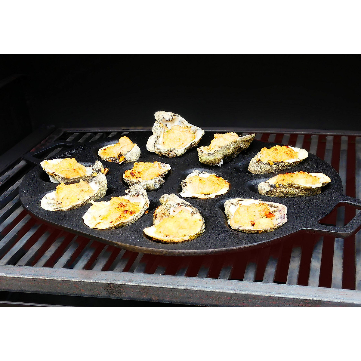Bayou Classic 7413 Oyster Grill Pan Perfect For Grilling and Serving 12 Oysters or Clams On The Half Shell