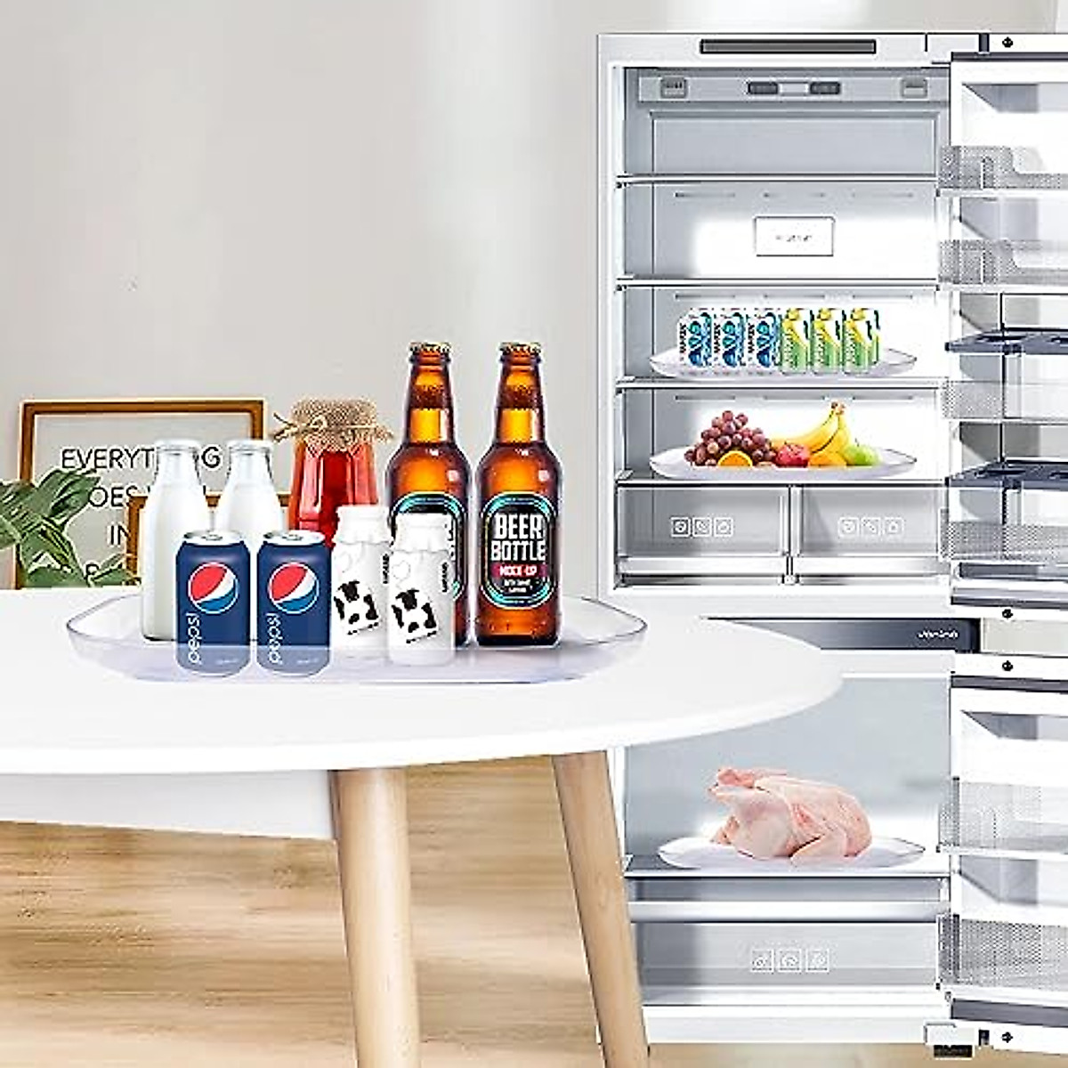 Lazy Susan for Refrigerator, Rectangle Turntable Organizer, Storage Turntable, Clear Lazy Susan for Fridge, Kitchen, Pantry, Cabinet