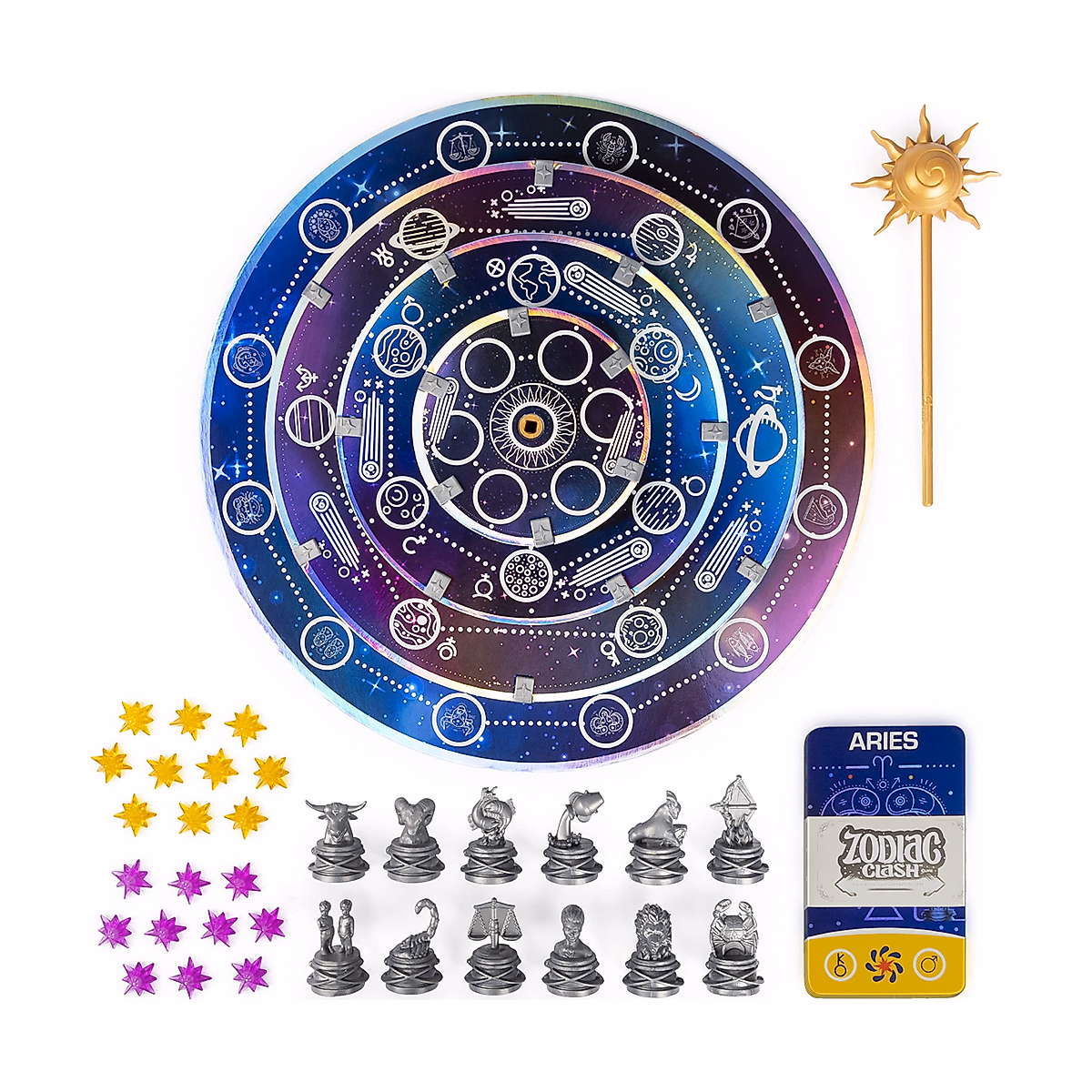SPIN MASTER GAMES Spin Master Zodiac Clash, Strategic 3D Solar System Board Game, for 2 or 4 Players Aged 8 and Up