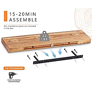 2 Pack 16" Solid Cedar Wood Floating Shelves, Brushed Finish, Wall Mounted for Home Living Room Bathroom