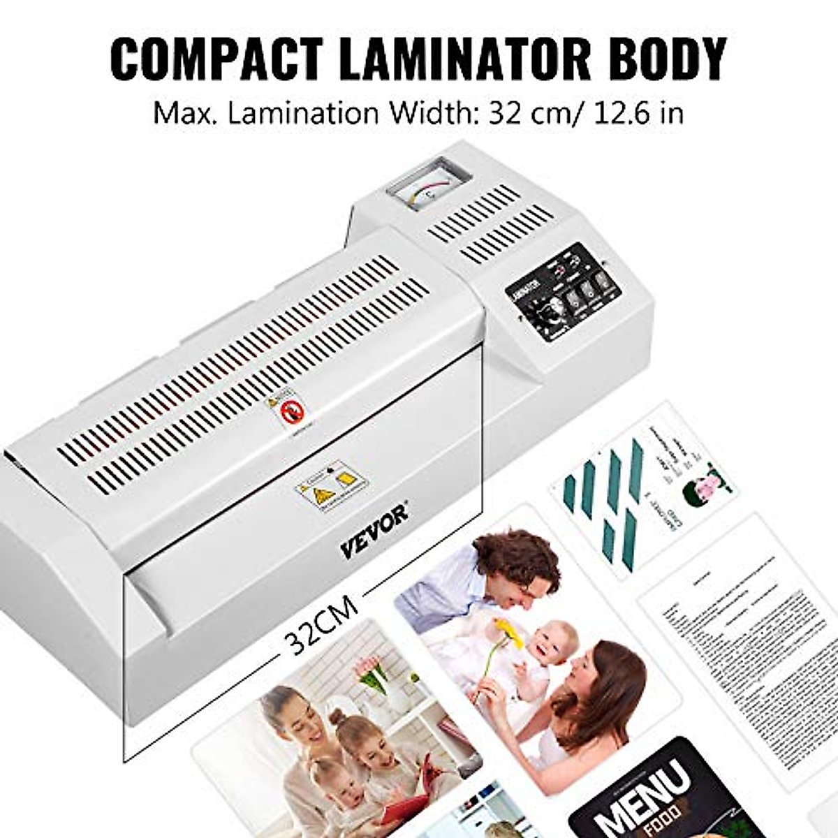 VEVOR Lamination Machine 12.6" Thermal Laminator Machine 4 Rollers System Portable Laminating Machine for Home School or Small Office Suitable for Use with Photos, Handouts or Other Laminating Needs