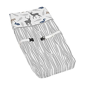 Sweet Jojo Designs Baby Changing Pad Cover for Blue Grey and White Woodland Animals Collection