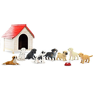 Toymany 12PCS Mini Dog Figurines Playset, Realistic Detailed Plastic Puppy Figures, Hand Painted Emulational Tiny Dogs Animals Toy Set, Cake Toppers Christmas Birthday Gift for Kids Toddlers