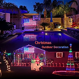 American Flag String Lights with 420 Super Bright LEDs, for Independence Day, July 4th, Memorial Day, Veterans Day, Christmas Decorations. Waterproof LED USA Flag Light for Yard, Garden Outdoor Decor