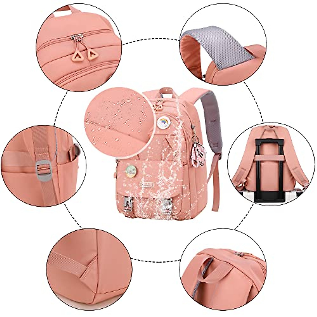 Makukke School Backpack for Women, Laptop Backpack 15.6 Inch College School Bag Anti Theft Travel Daypack Bookbag for Girls,Black