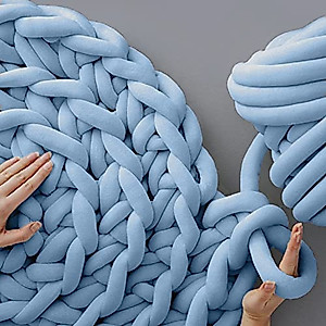 GULAKY Chunky Giant Cotton Tube Yarn Super Soft Thick for Handmade DIY Arm Knitting Blanket Yarn Merino Wool Alternative Home Decor,Blue,1lb