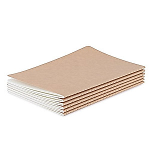 TWONE Journal, Travel Notebook Journal with Brown Soft Cover A5 Notebooks for Travelers, Work, School, Writing Note, Taking Kraft (5.5 x 8.3 Inches, 60 Lined Pages, 30 Sheets, 6-Pack)
