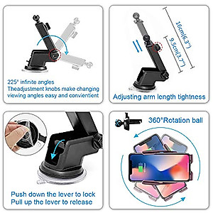 TALMIL Wireless Car Charger Mount,Windshield Dash Air Vent Phone Holder Compatible iPhone13/12/11/13/12/11Pro/13/12/11ProMax/XSMax/XS/XR/X/8/,Samsung S10/S9/S8/Note10/Note9